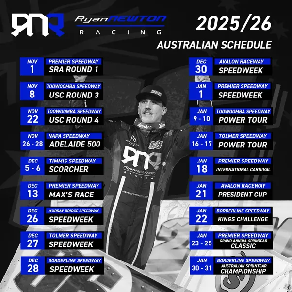 RNR 2025/26 Australian Sprintcar Schedule | Ryan Newton Racing